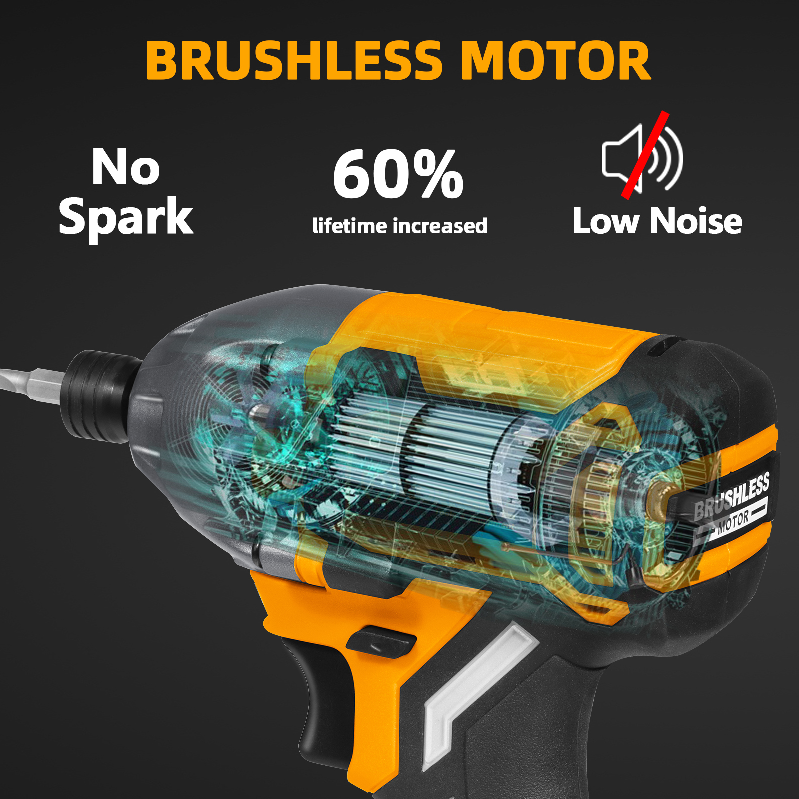 WORKSITE 20V Brushless Cordless Impact Driver 1/2" 300N.m Drivers Tool