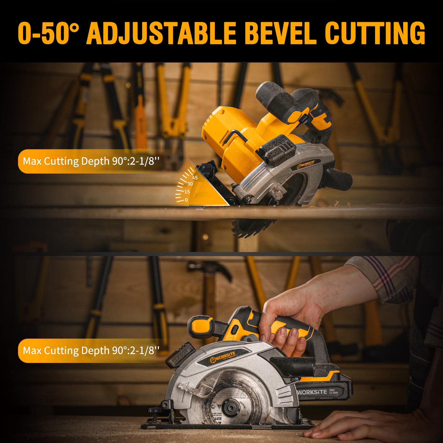 WORKSITE 20V Cordless Circular Saw 6 1/2inch Portable Mini Saws