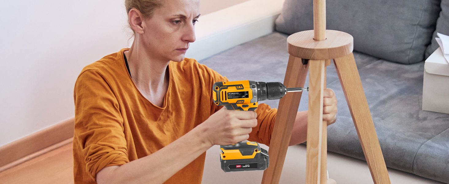 WORKSITE Cordless Drill 3/8"Keyless Chuck Battery Power Variable Speed