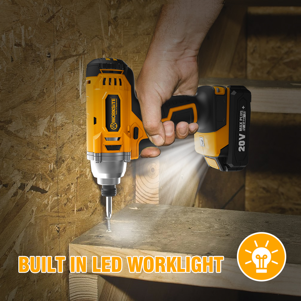 WORKSITE Cordless Impact Driver 1/4" Handheld Quick Release Collect