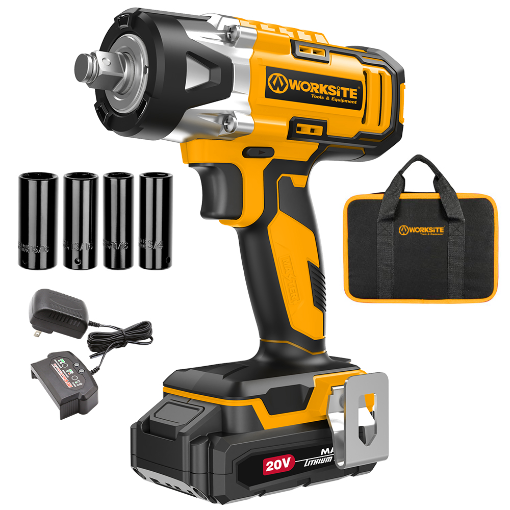 WORKSITE Cordless Impact Wrench 1/2 inch 20V Battery 210Nm Wrenches