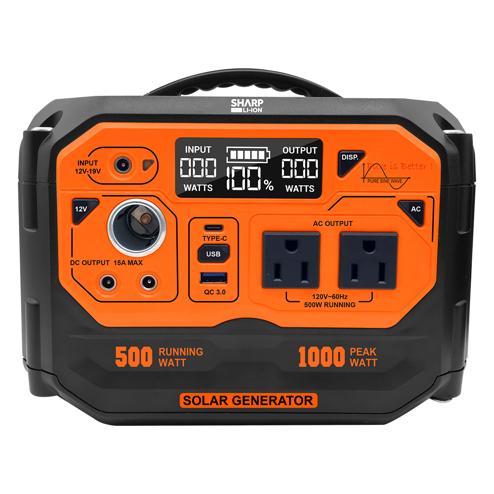 WORKSITE Portable Solar Power Station 500W Battery Bank Generator