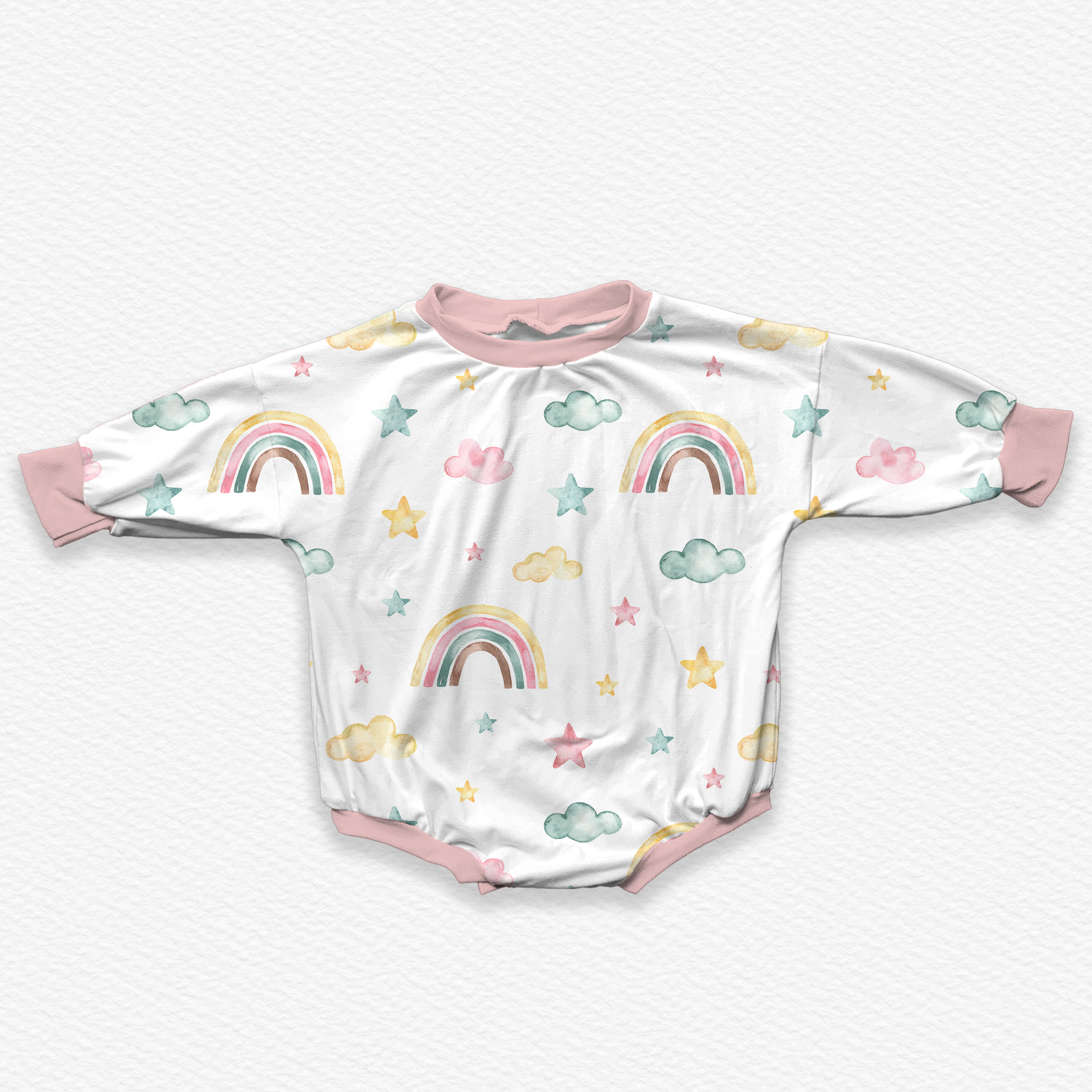 Bamboo Viscose Baby Bubble Onesie – Lovely Rainbow Pattern Bodysuit