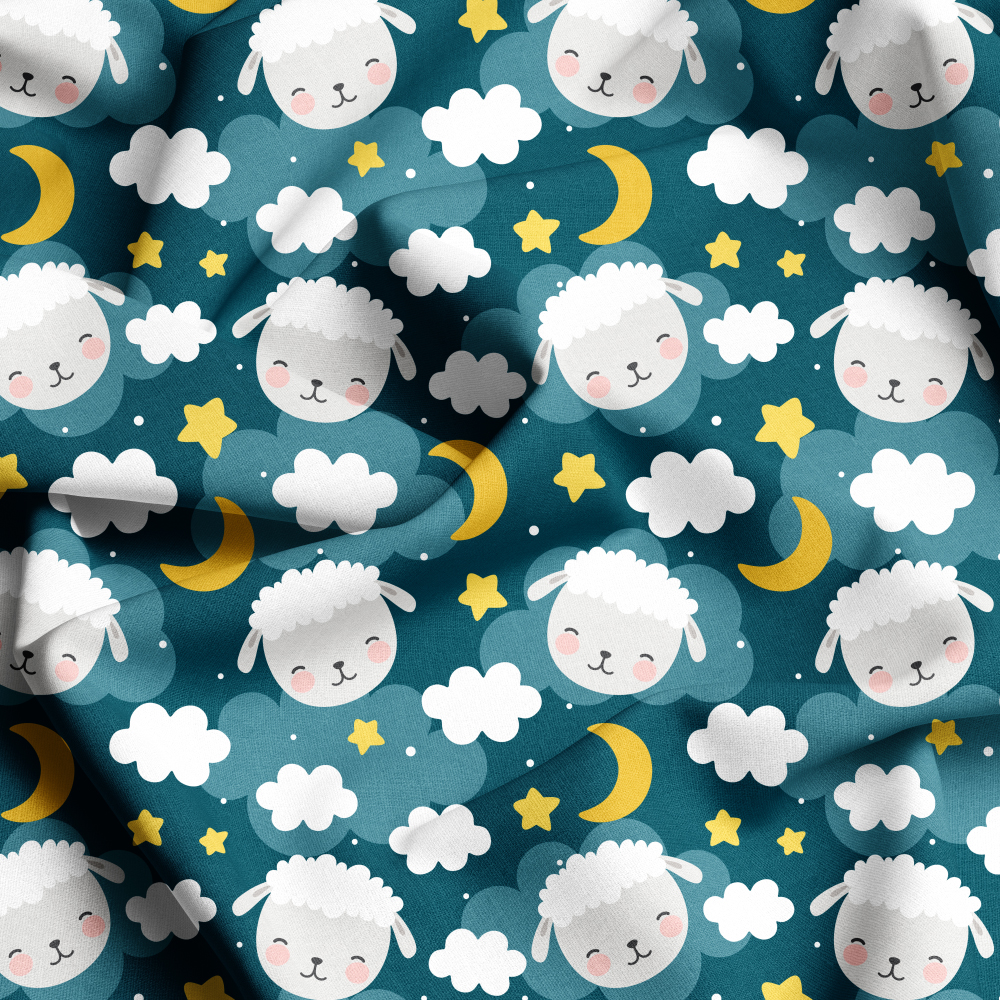 Sheep with Moons & Stars Fabric | Prinstitch - Custom Printed