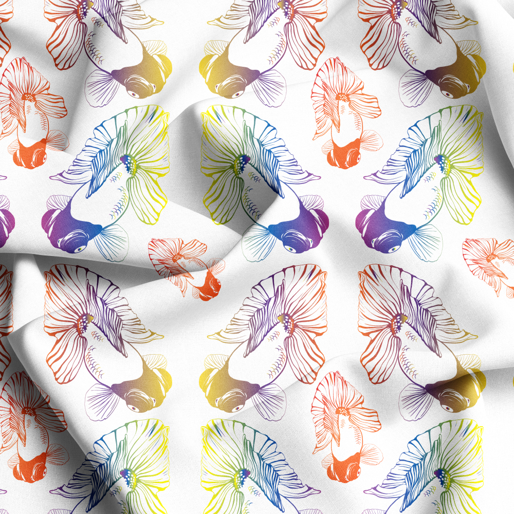 Cute Colorful Goldfish Fabric | Custom Print Fabrics
