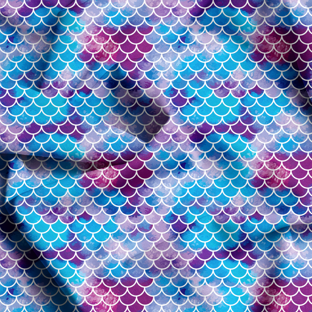 Blue & Purple Gradient Mermaid Scales Fabric | Custom Print