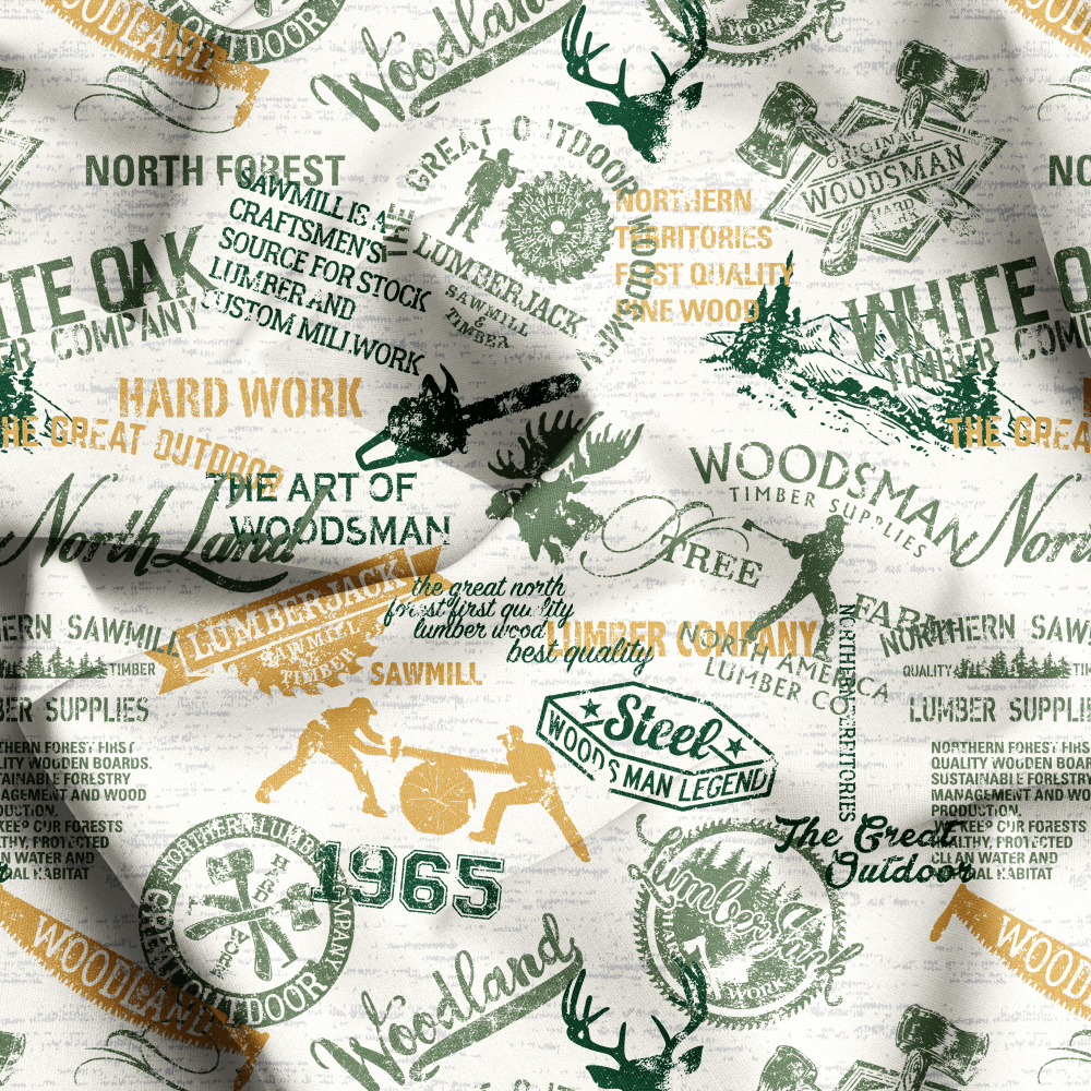 Custom Lumberjack Symbols Pattern Fabric Print | NO MOQ