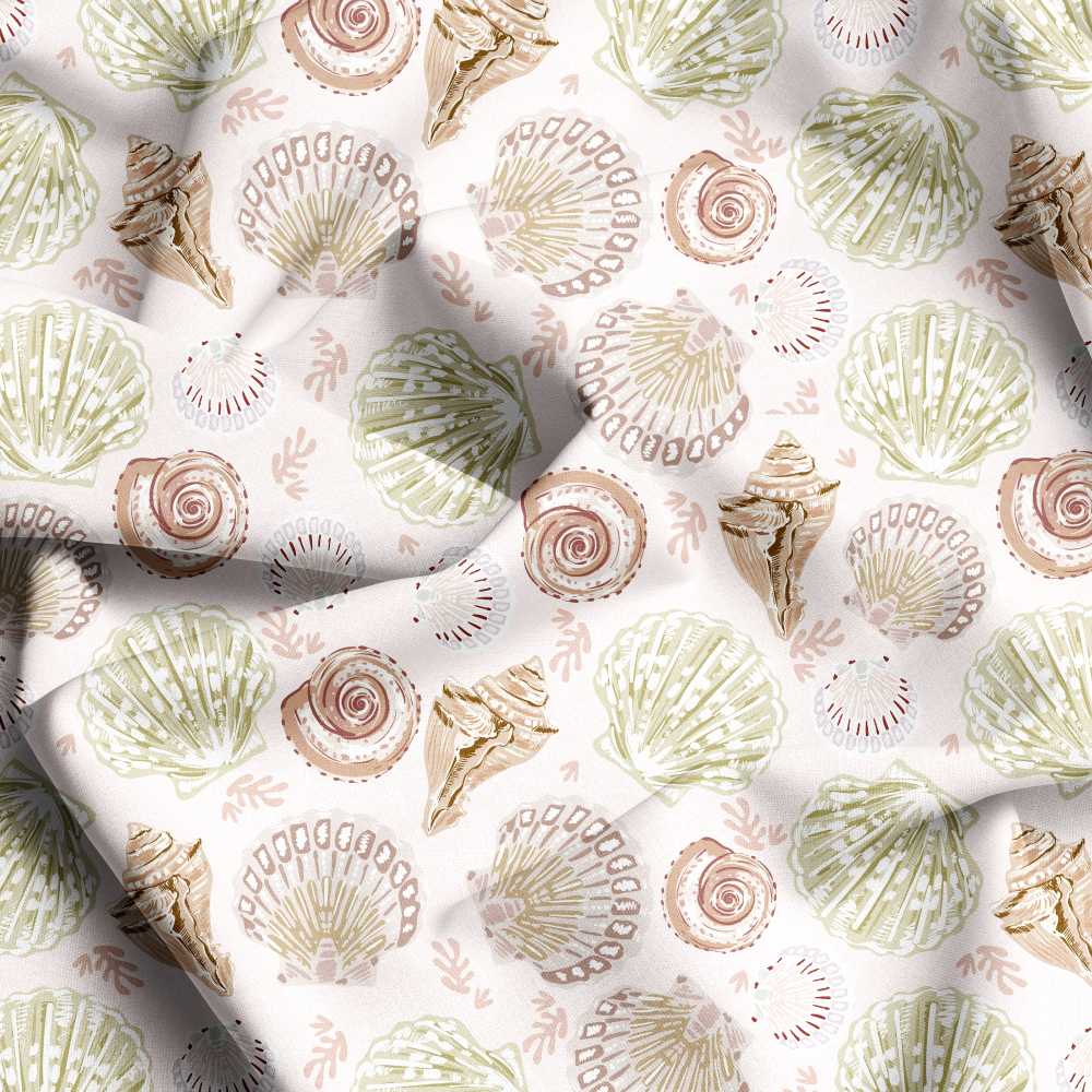 Sea Life Trendy Sea Shells Pattern – Custom Print Fabrics