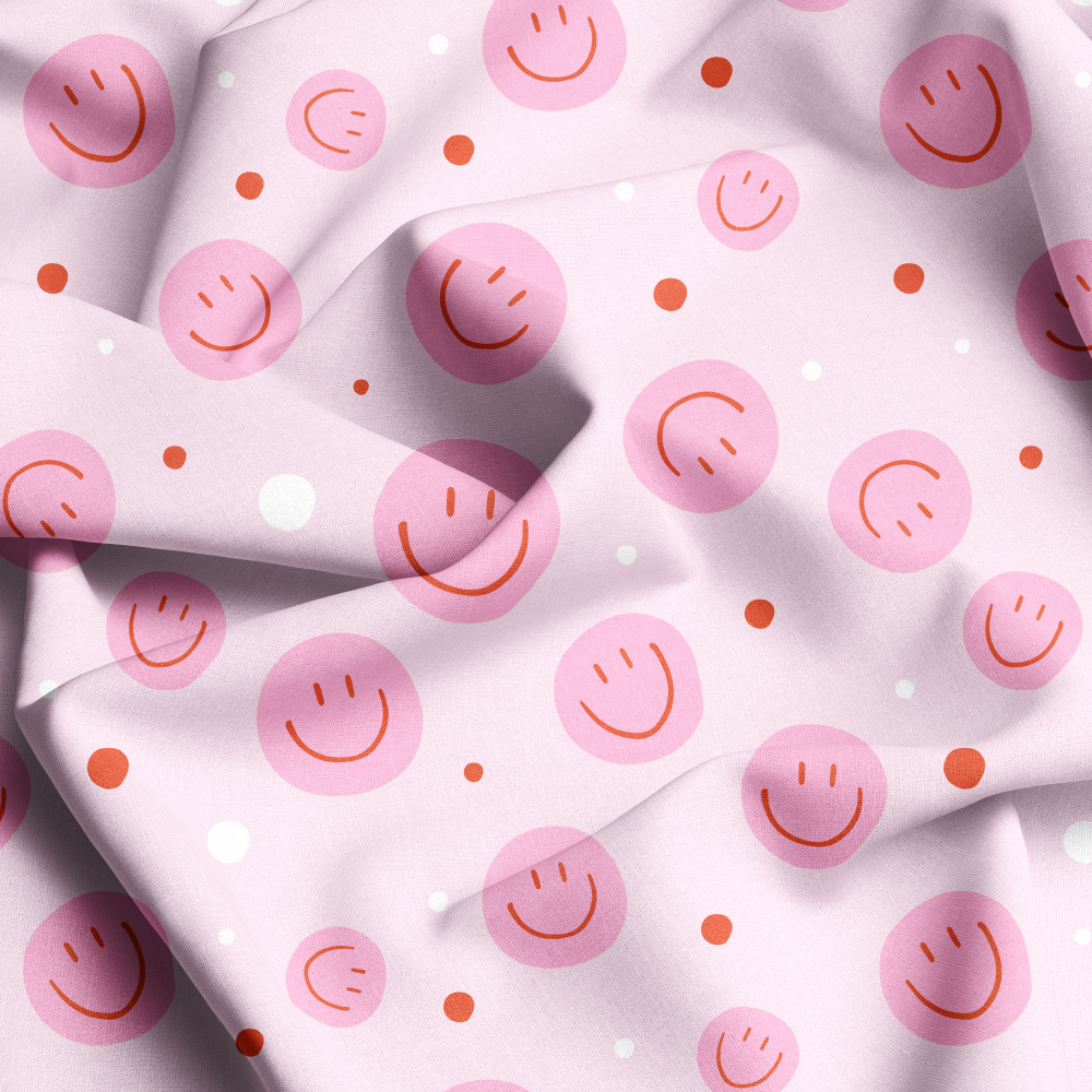 Wholesale Cute Smiley Face Fabric - Custom Pink Printed Textile for ...