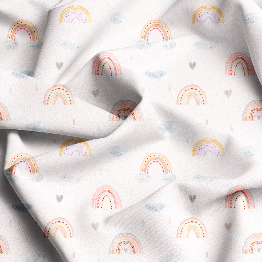 Custom Rainbow & Cloud Pattern Fabric | Print On Demand