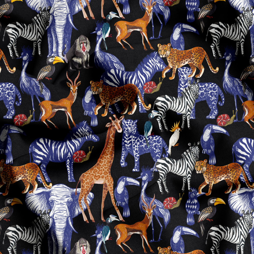 Tropical Wild Animals Fabric | PrinStitch - Custom Print Fabrics