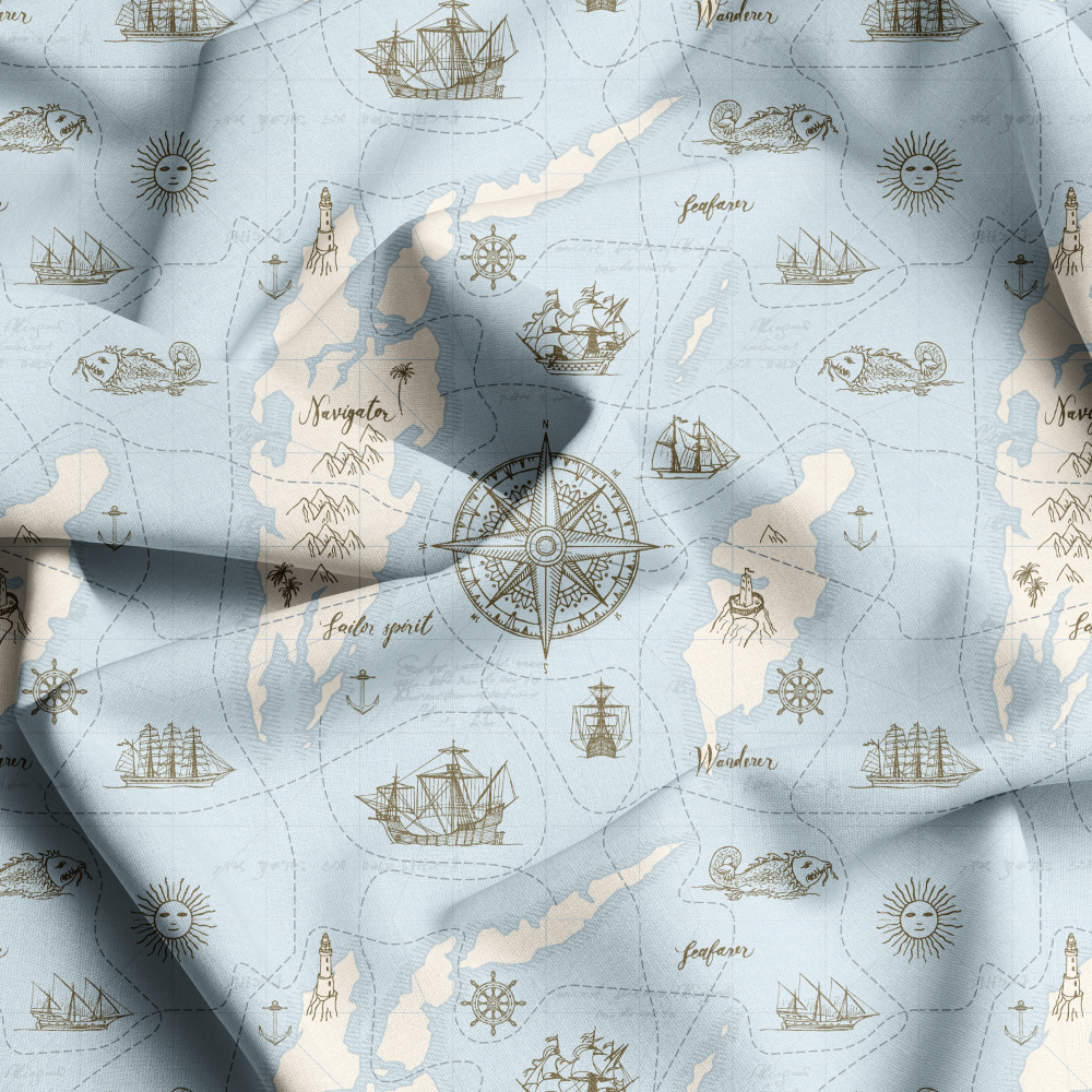 Sea Map Fabric | Custom Prints | Prinstitch
