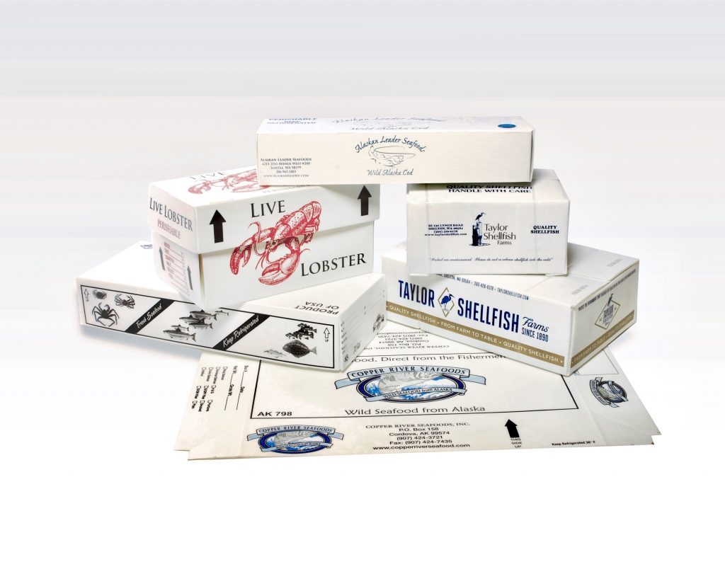 Waterproof cardboard box for seafood