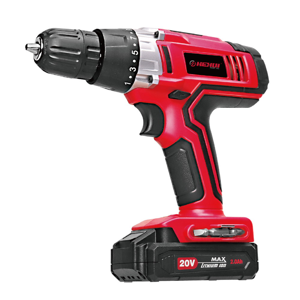 HEHUI 20V Cordless Drill 3/8" Keyless Handheld Battery Power Drills