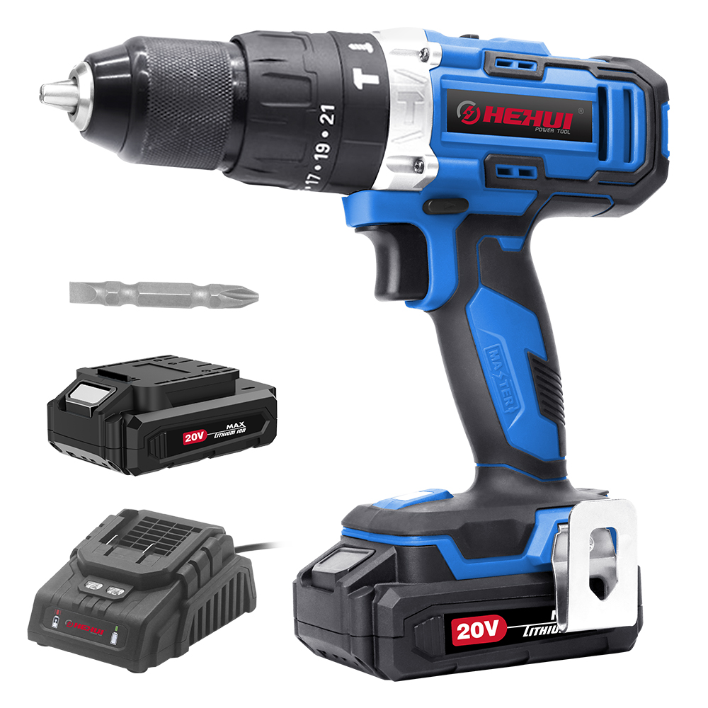 HEHUI 20V Cordless Hammer Drill 1/2" Handheld Wireless Power Drills