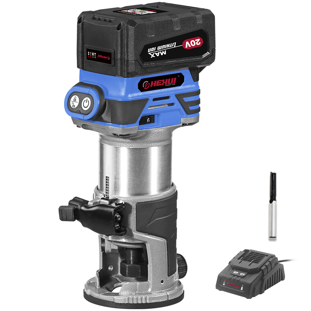 HEHUI Brushless Cordless Router 20V Battery Compact Woodworking