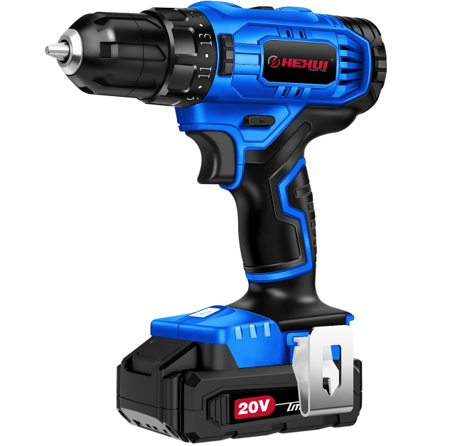 HEHUI 20V Cordless Drill Driver 3/8" Battery Rechargeable Power Drills