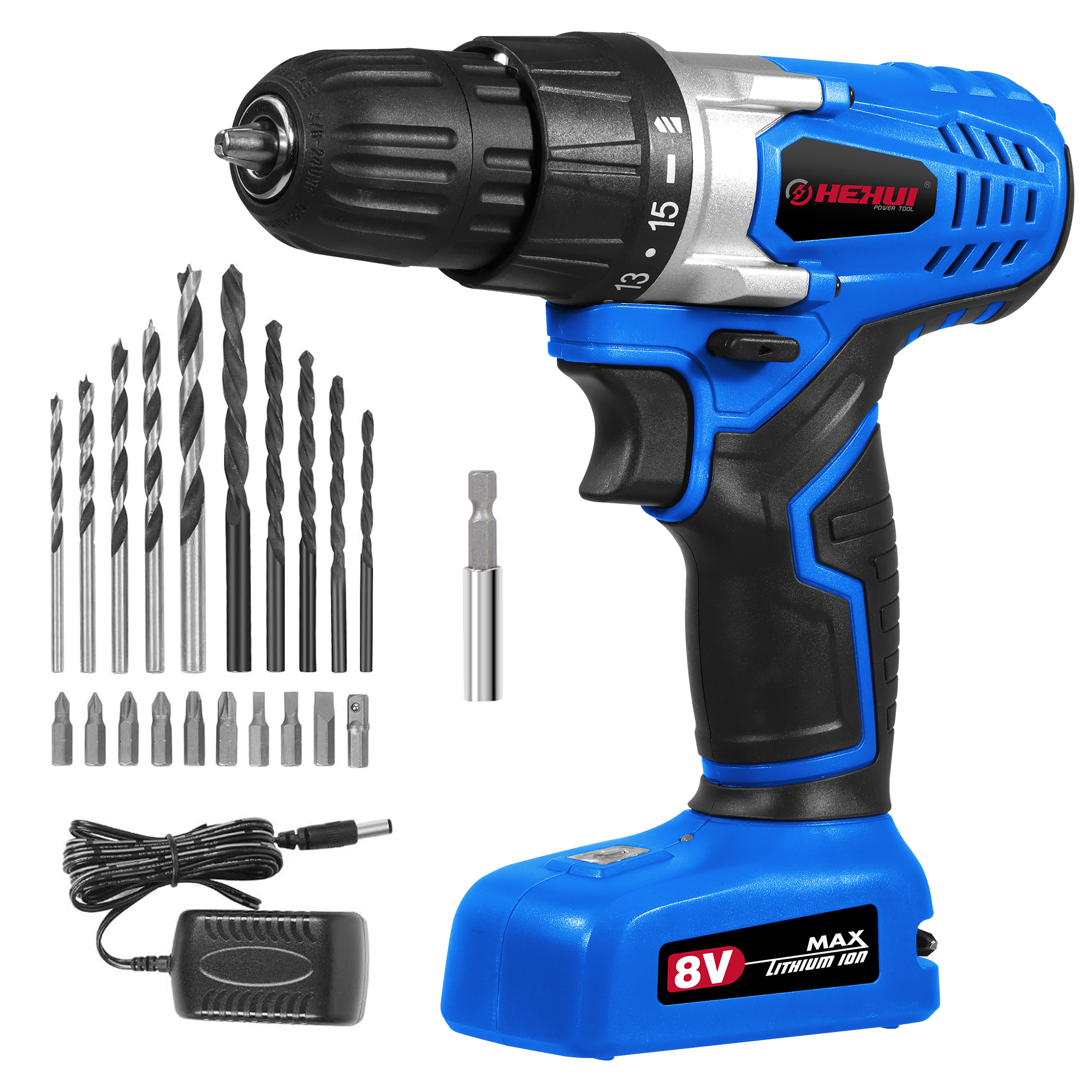 HEHUI 8V Cordless Drill 3/8" Lightweight Battery Power Electric Drills