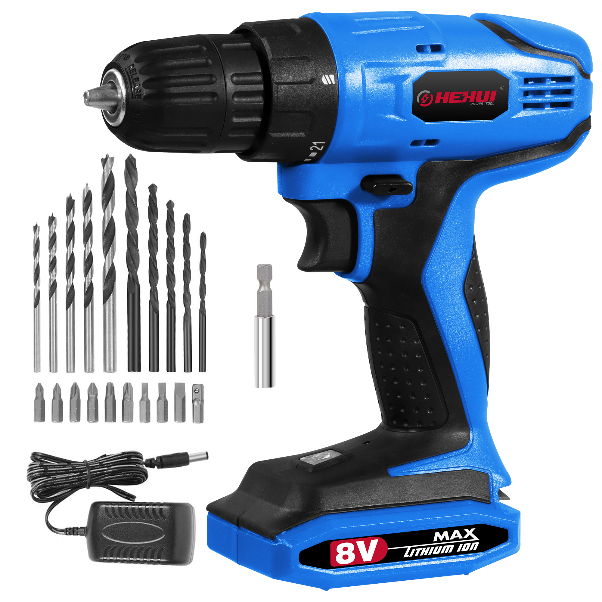 HEHUI 8V Cordless Drill 3/8" Lightweight Battery Power Handheld Drills