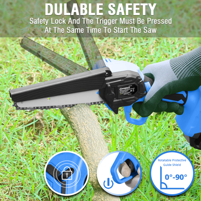 HEHUI Brushless Cordless Mini Chainsaw 6" Handheld Small Chainsaws