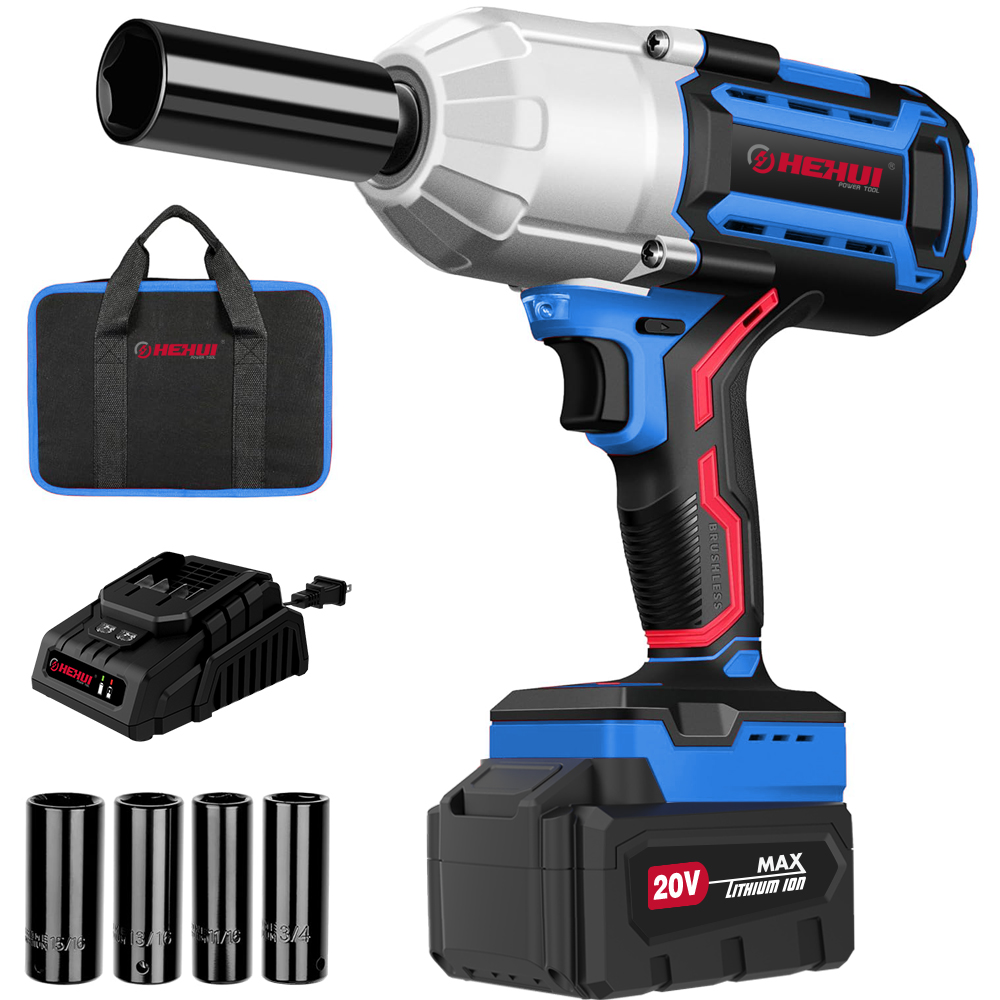 HEHUI 20V Brushless Cordless Impact Wrench 1/2" High Torque 1000Nm