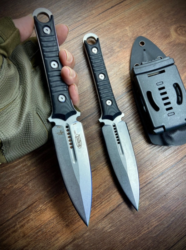 Microtech SBD Borka Fixed Blade Knife 4.33" M390 Dagger Blade Milled ...