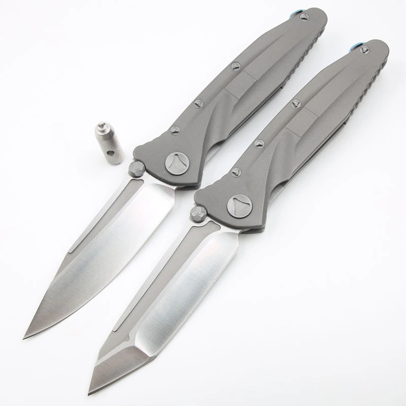Microtech Delta Knife Folding 3.89" D2 Plain Blade, Titanium Alloy Handles