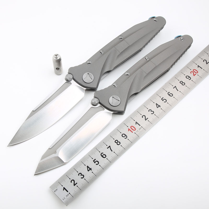 Microtech Delta Knife Folding 3.89" D2 Plain Blade, Titanium Alloy Handles