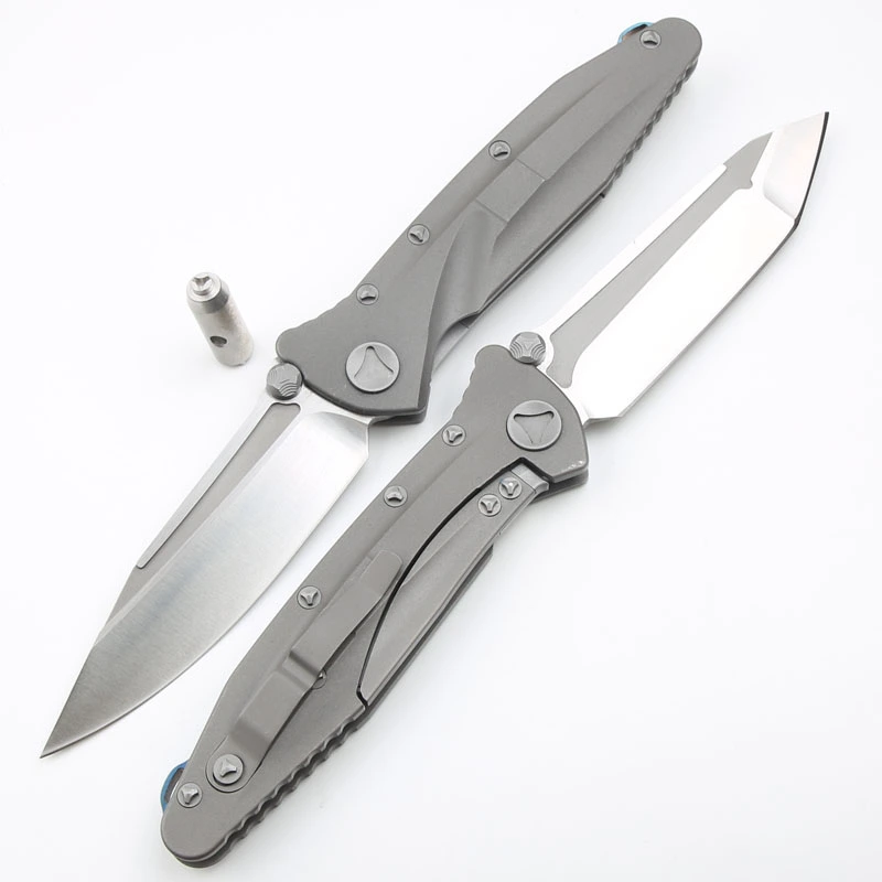 Microtech Delta Knife Folding 3.89" D2 Plain Blade, Titanium Alloy Handles