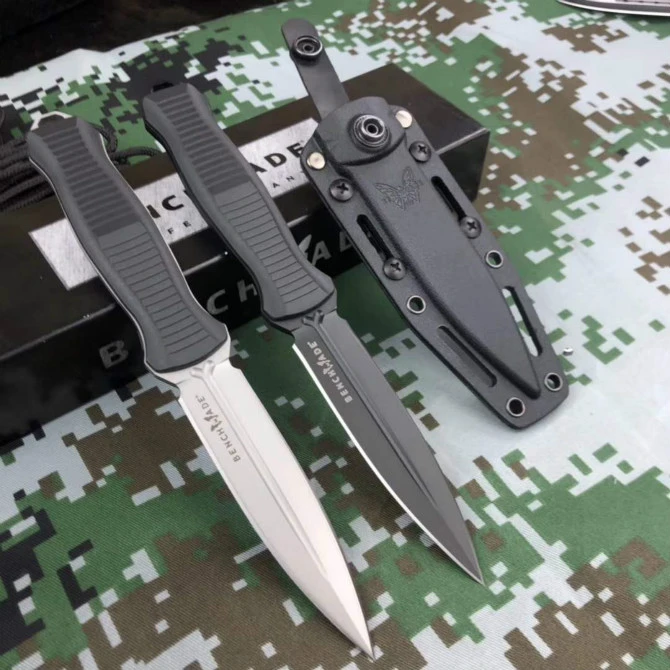 Benchmade 133BK Double-edged Fixed Blade Knife 4.52" D2 Blade, Grivory ...