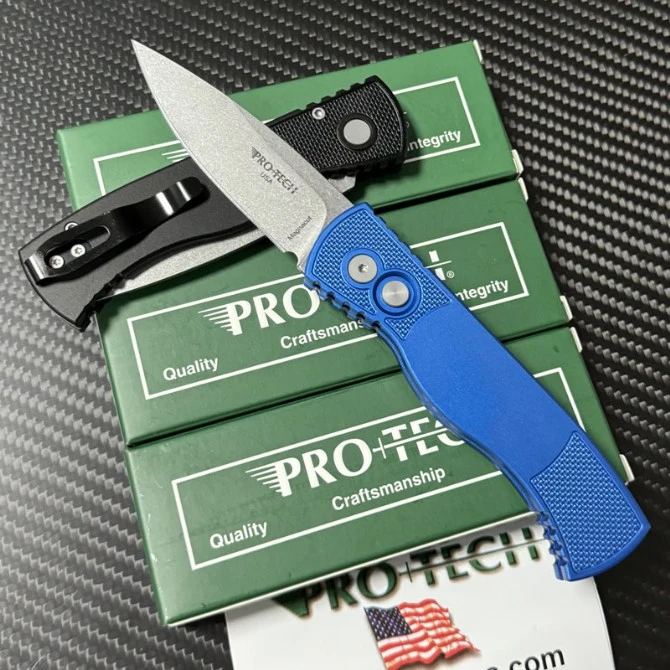 Pro-Tech TR-2 Tactical AUTO Folding Knife 3.07" CPM-MagnaCut DLC Spear ...