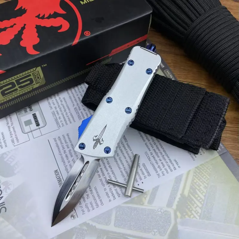 Microtech Mini Troodon Knives AUTO OTF Knife 1.88" D2 Mirro Blade, Aviation Aluminum Handles
