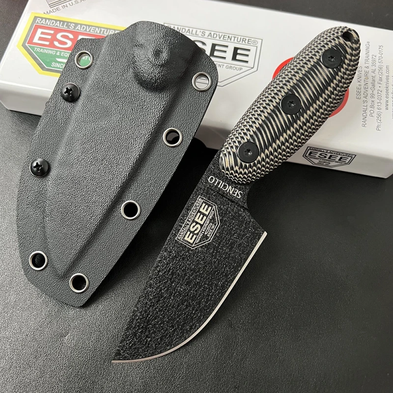 ESEE Sencillo Fixed Blade Knife 3.54" 1095 Steel Drop Point Blade, 3D ...