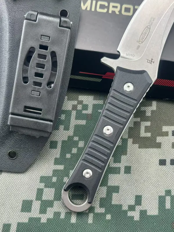 MT SBK Borka Knife Fixed Blade 4.33" M390 Dagger Blade, Milled Black ...