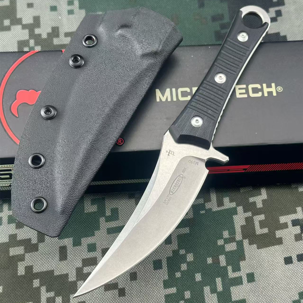 MT SBK Borka Knife Fixed Blade 4.33" M390 Dagger Blade, Milled Black ...