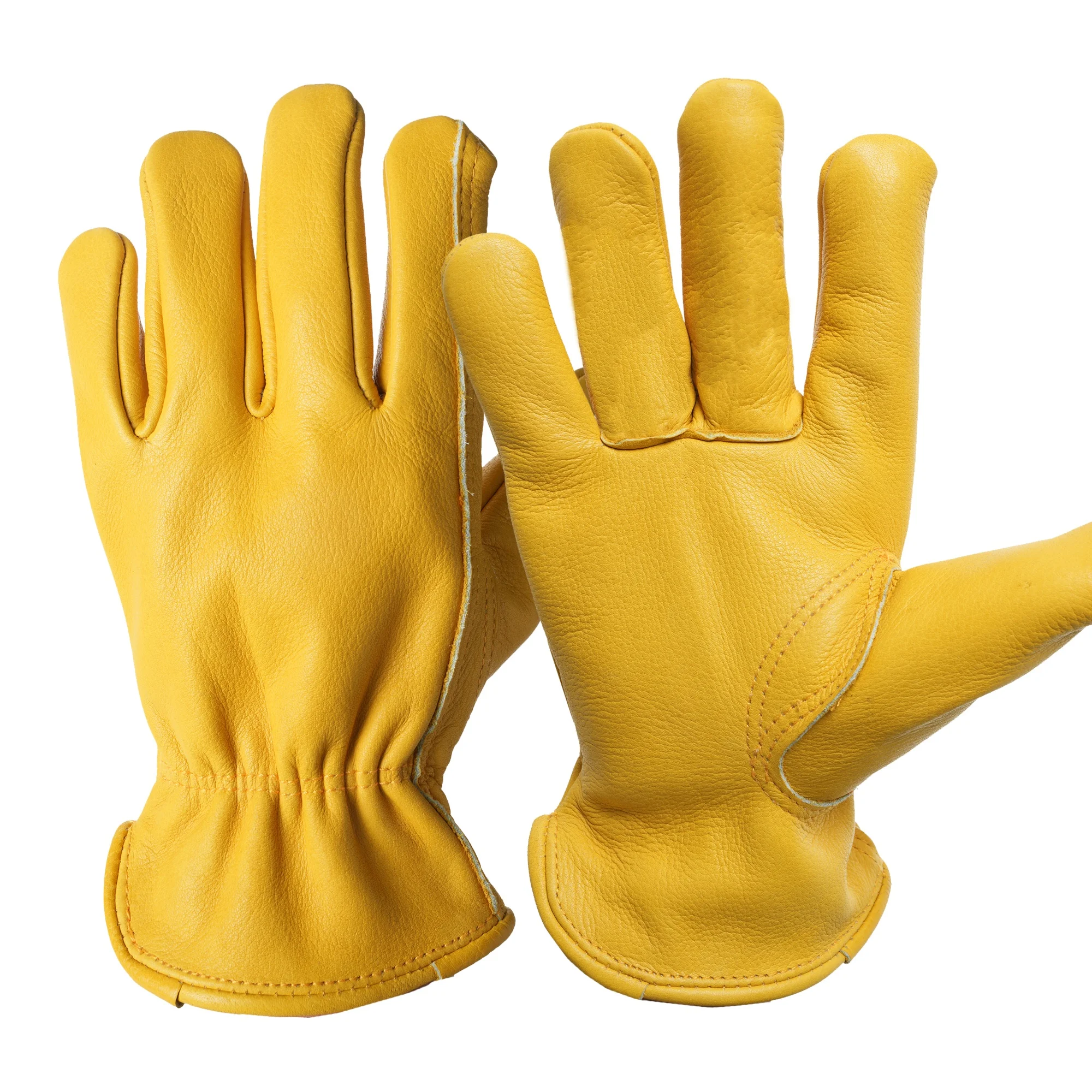 Customized Leather Work Gloves with Logo Cowhide Gardening Truck Driving Heavy Duty Welding ...