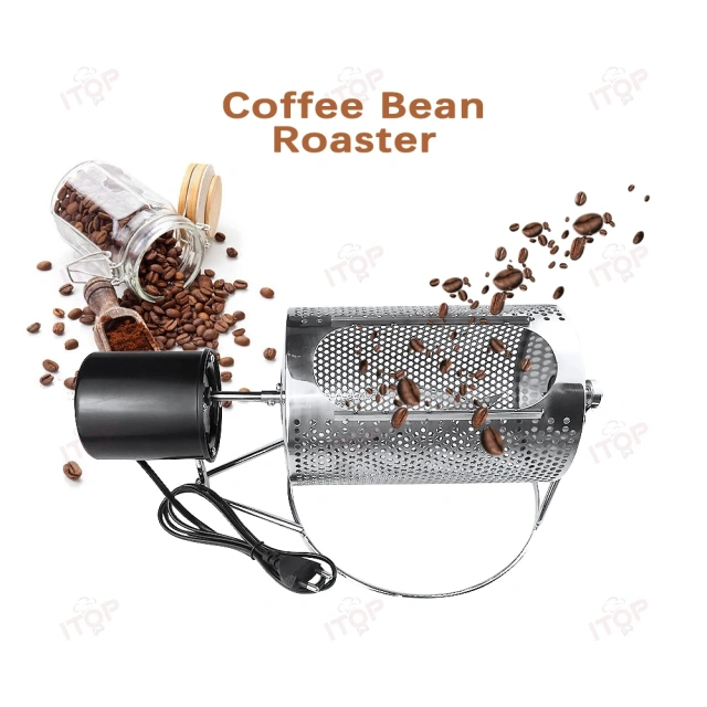 IT-CR71 Stainless Steel Rotating Baking Bucket Grain Roaster Coffee ...