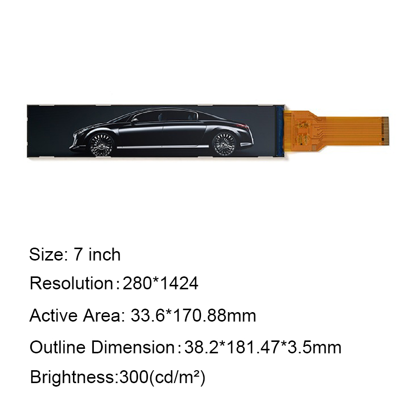 7 Inch 280*1424 MIPI Interface IPS TFT Bar LCD Display