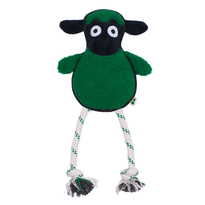 Green Sheep Rope Toy L - Durable Natural Rubber Dog Toy for Interactive ...