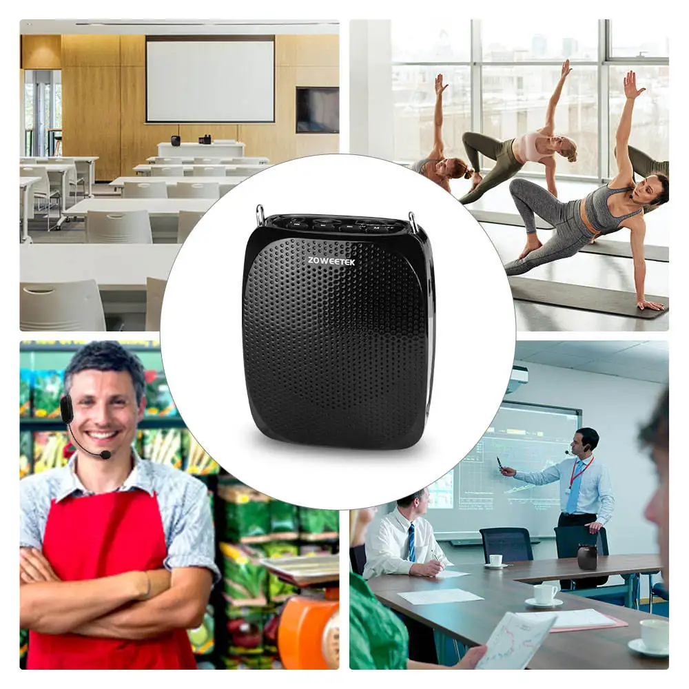 Teacher Voice Amplifier 10W with UHF Wireless Mic and Wired Mic Headset ...