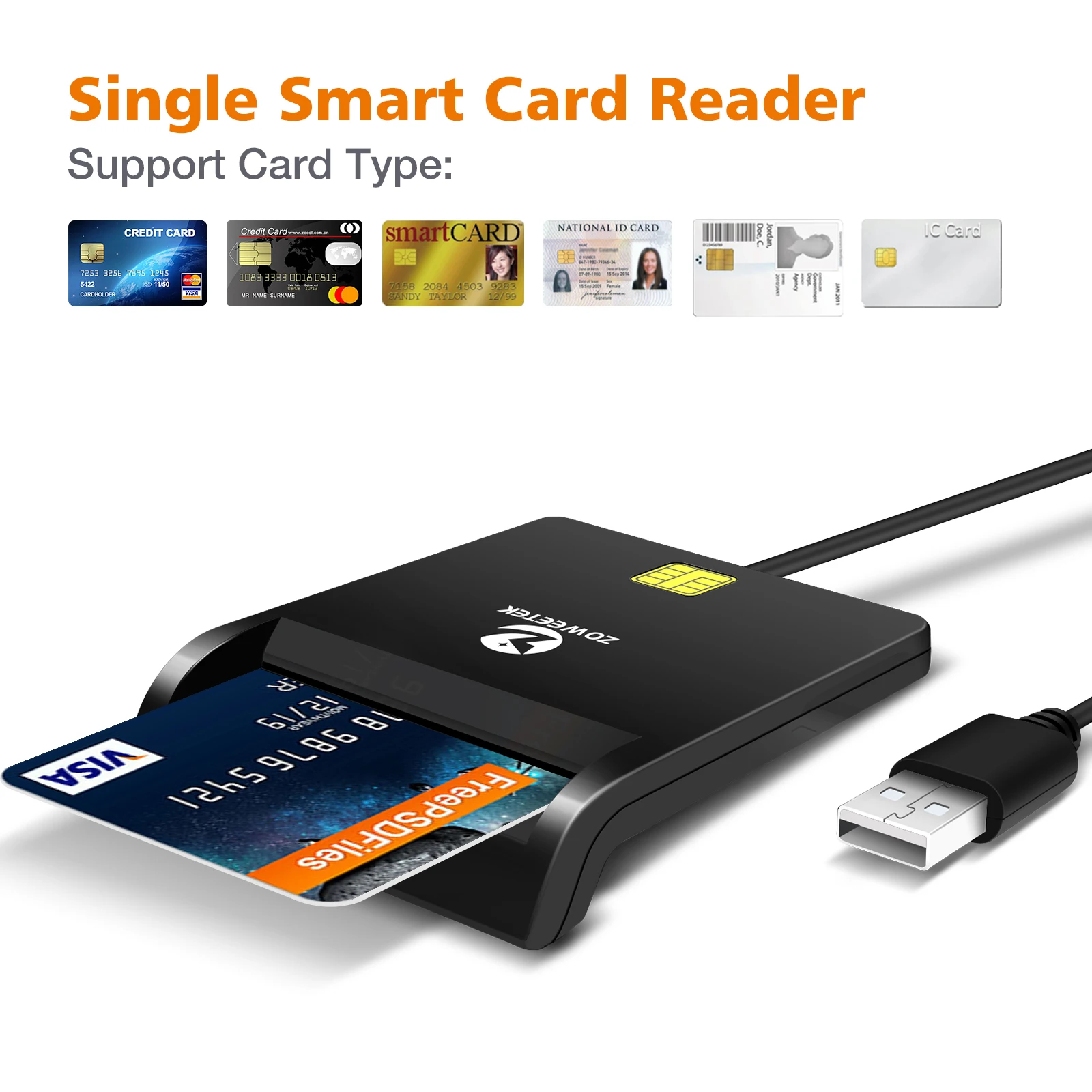 Zoweetek Credit Card Reader – Smart EMV Card Reader For ID Use