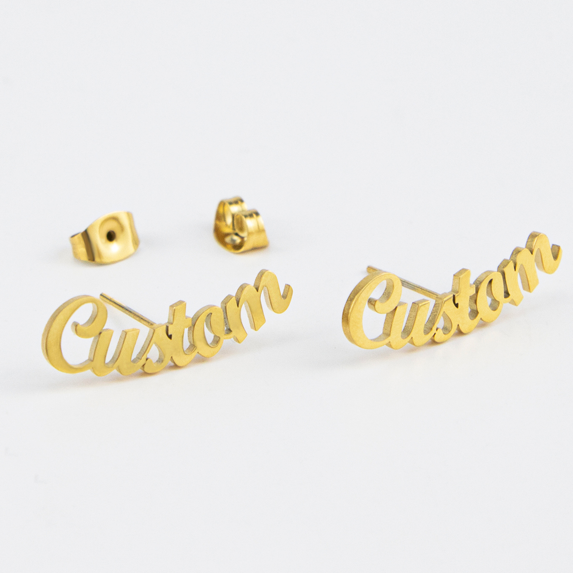 Custom Personalized name curved 18K Gold Plated Waterproof English ...