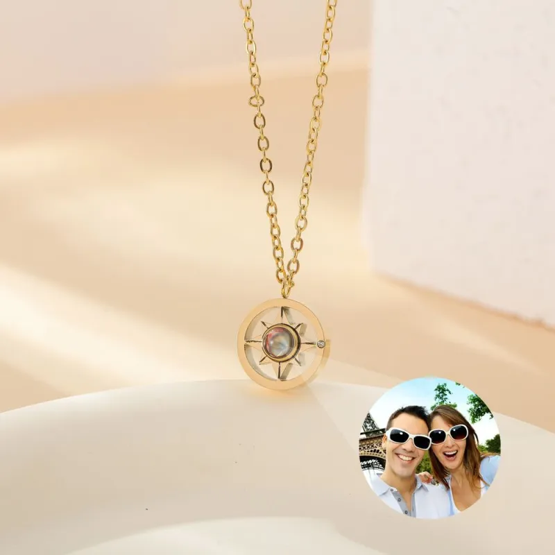 Compass Projection Necklace Custom Photo | CUUGIFT