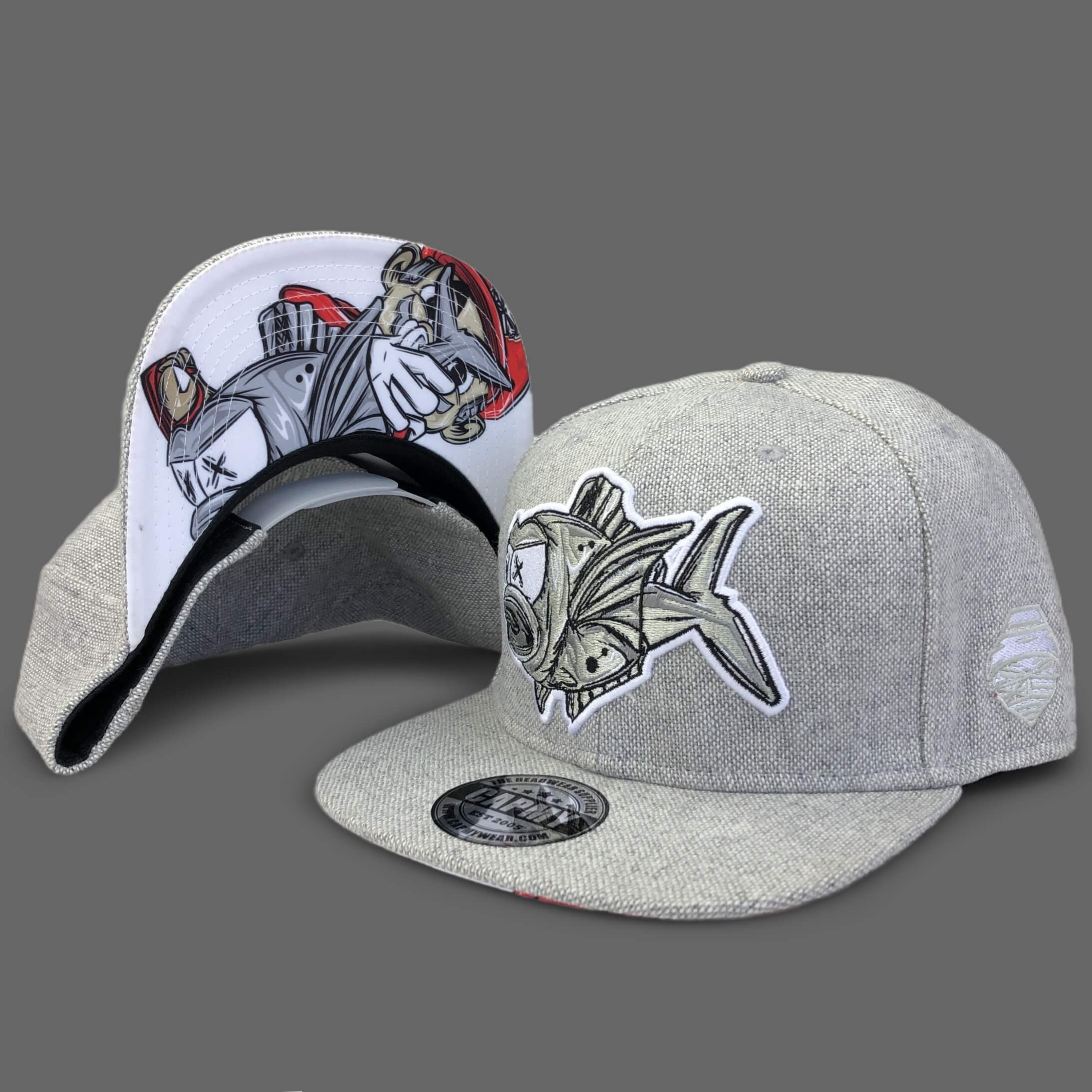 Snapback Cap - CMC-2005 ( Custom Grey Canvas Hemp Material Underbrim ...