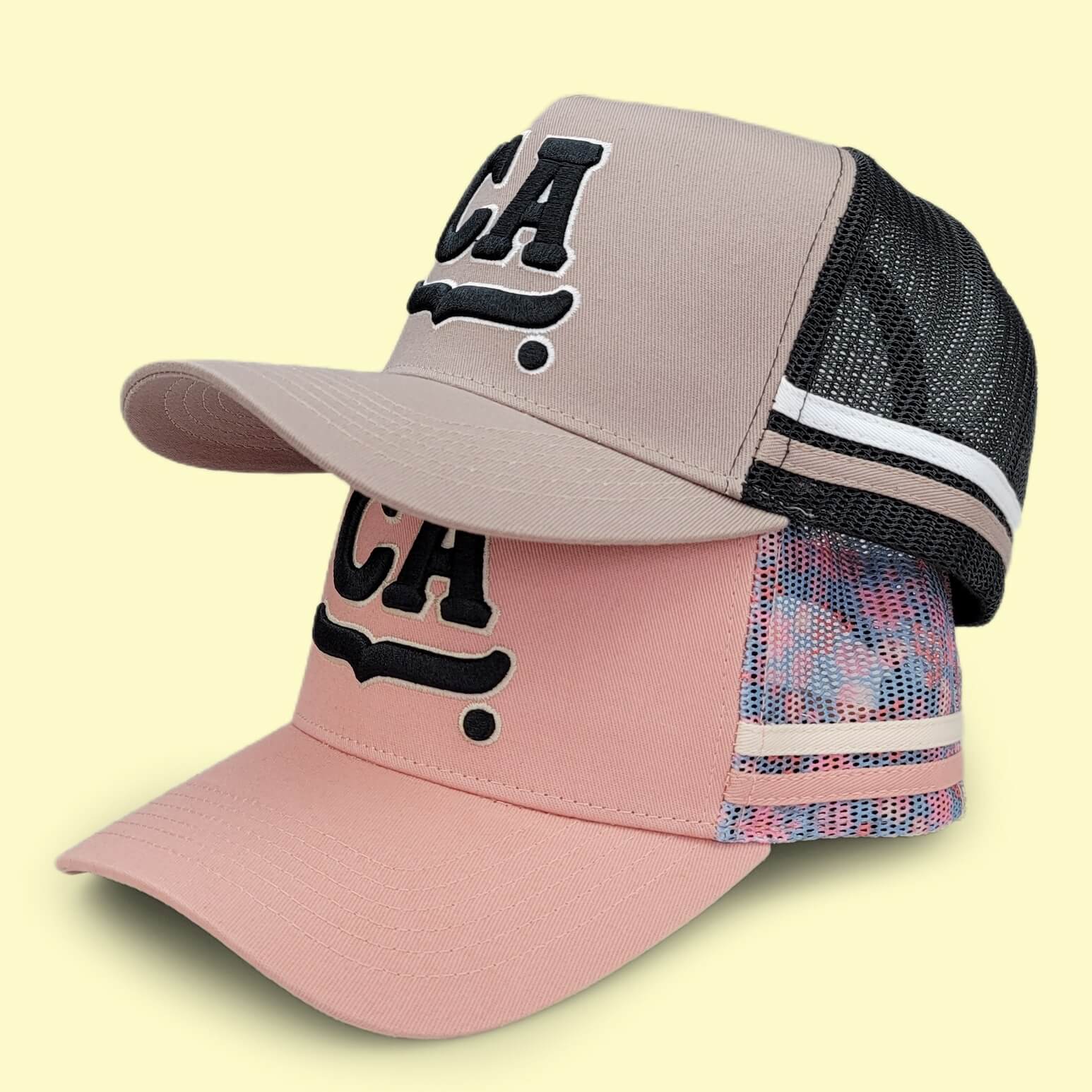 Trucker Hat - CMC-3204 ( Custom Brown Pink Deep Crown High Profile ...