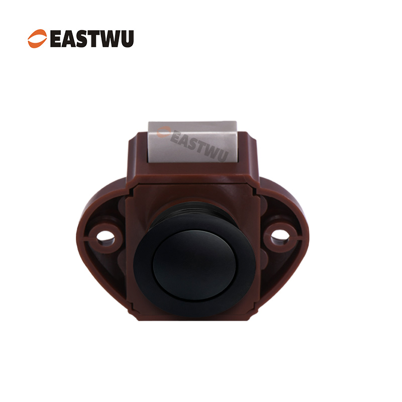 P01N-BR-PC Caravan Cabinet Mini Push Lock Pearl Chrome Knob and Brown ...