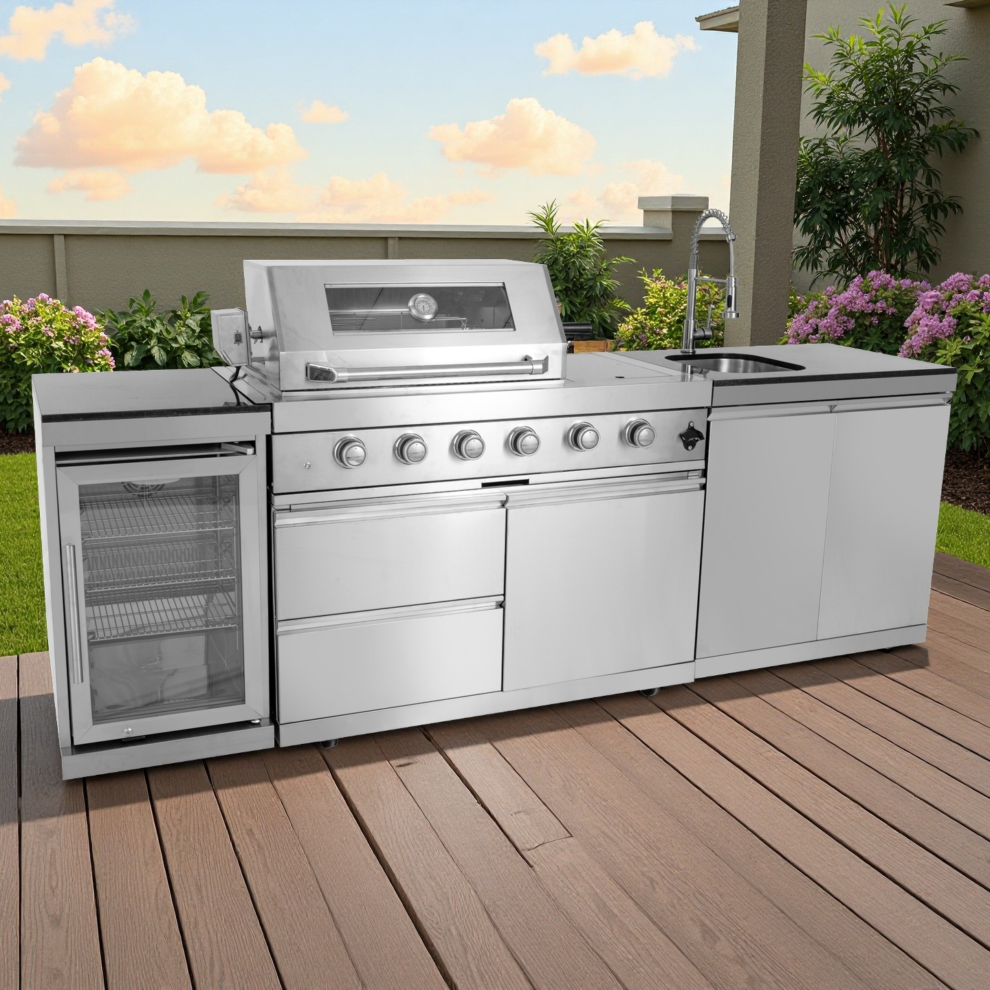 Outdoor Grill Islands 104" 4-Burner: 72000 BTU Outdoor bbq Island with ...