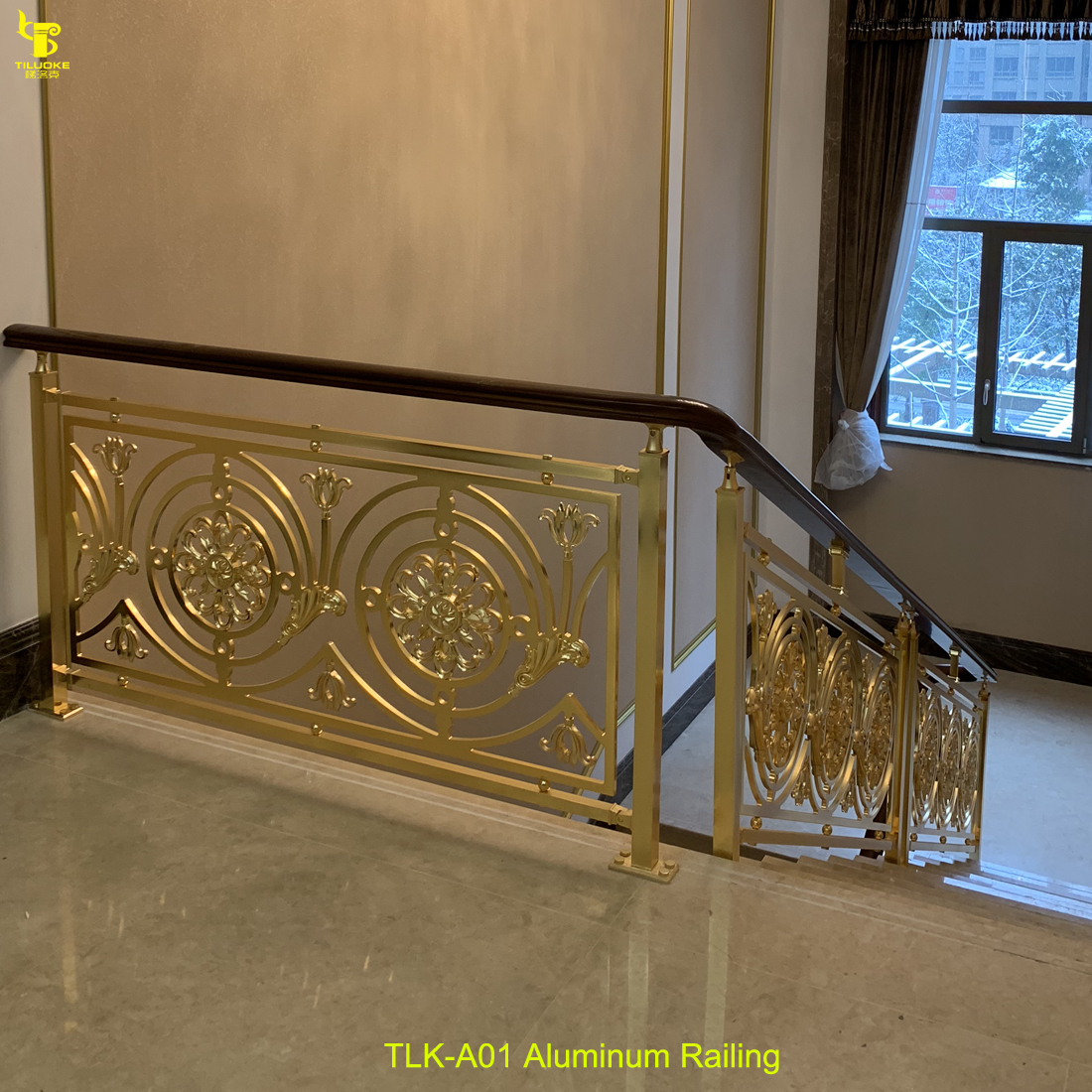 high end balustrades & handrails aluminum gold color stair handrail
