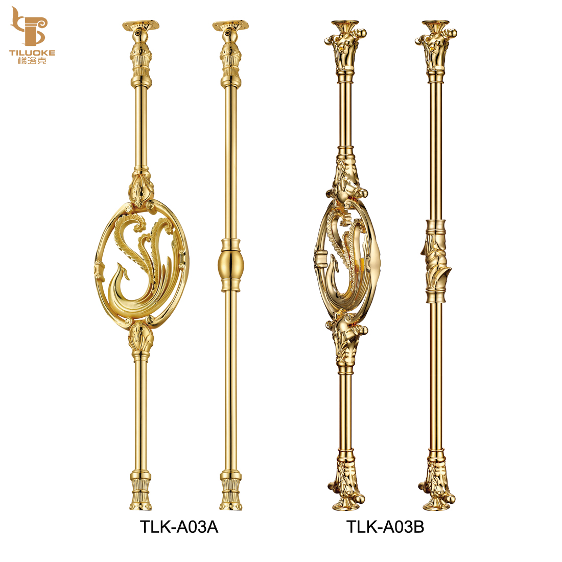 Luxury gold colour removable brass stair handrail
