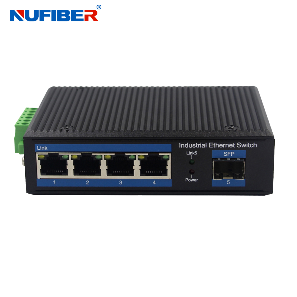 Industrial 10/100/1000M 1 SFP Port To 4 RJ45 Port DIN Rail type With PLE Function Unmanaged ...